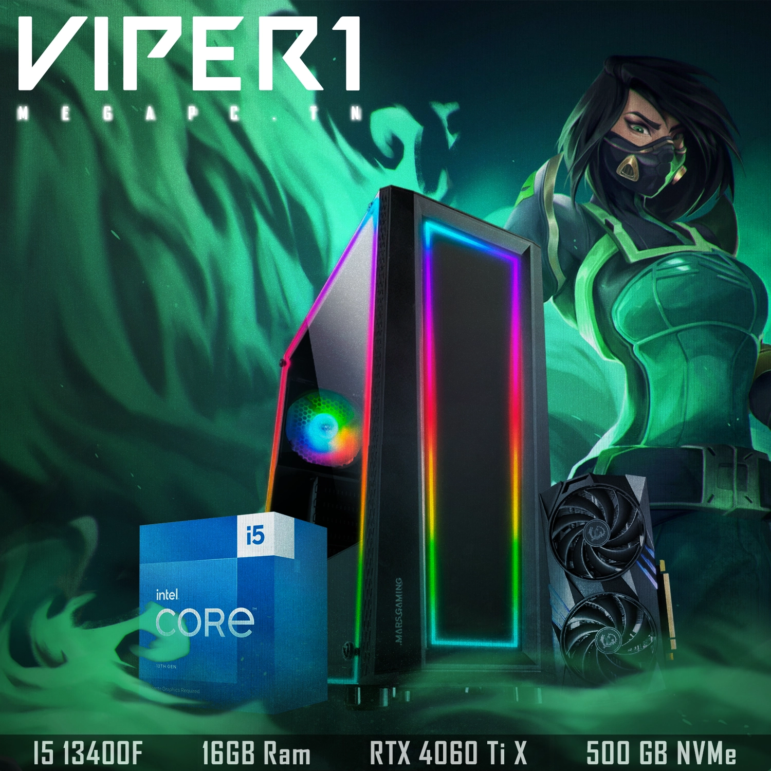 Viper 1 | Intel Core i5-13400F | RTX 4060 Ti 16GB | 16GB | 500 NVMe
