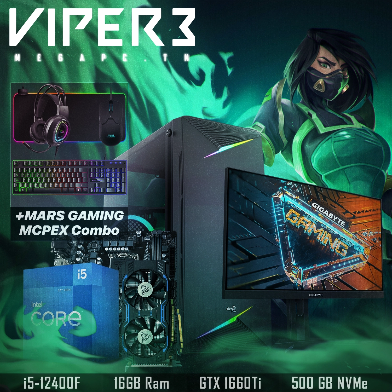 Viper 3 | Intel Core i5-12400F | GTX 1660Ti | 16GB | 500 NVMe